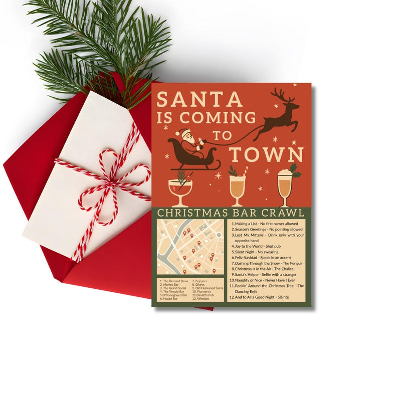 12 Pubs of Christmas Bar Crawl Badge (editable Template) - Etsy