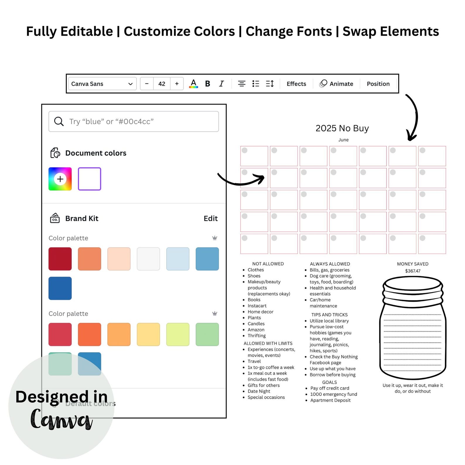 No Buy Tracker | No Spend Challenge Template | Digital Download ...