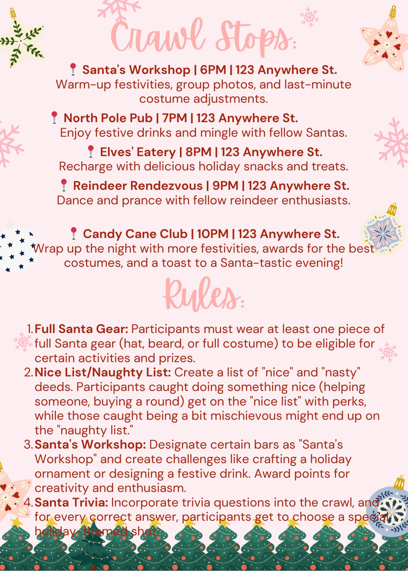 Santa Crawl Invitation: Customizable Christmas Pub Crawl (digital ...