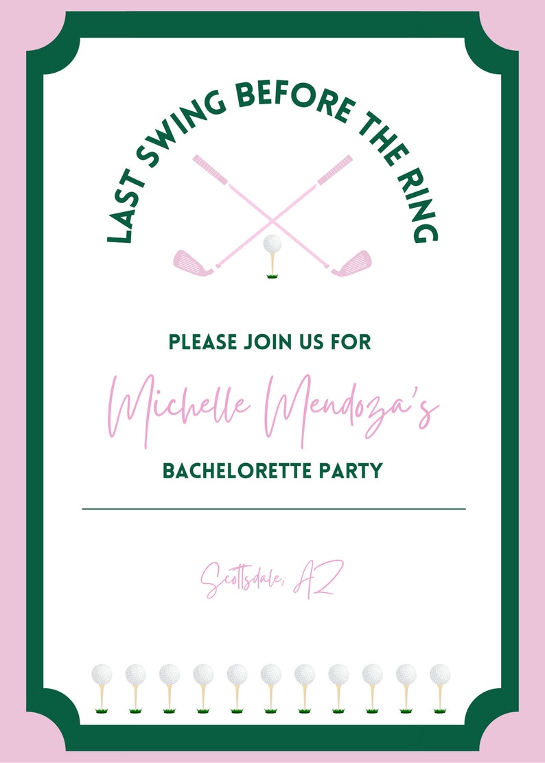 Bar Golf Bachelorette Invitation & Scorecard Template (digital Download ...