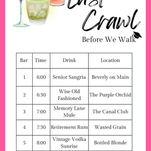 Senior Bar Crawl Digital Invitation - Sip Down Memory Lane - Class of 2024 - Etsy