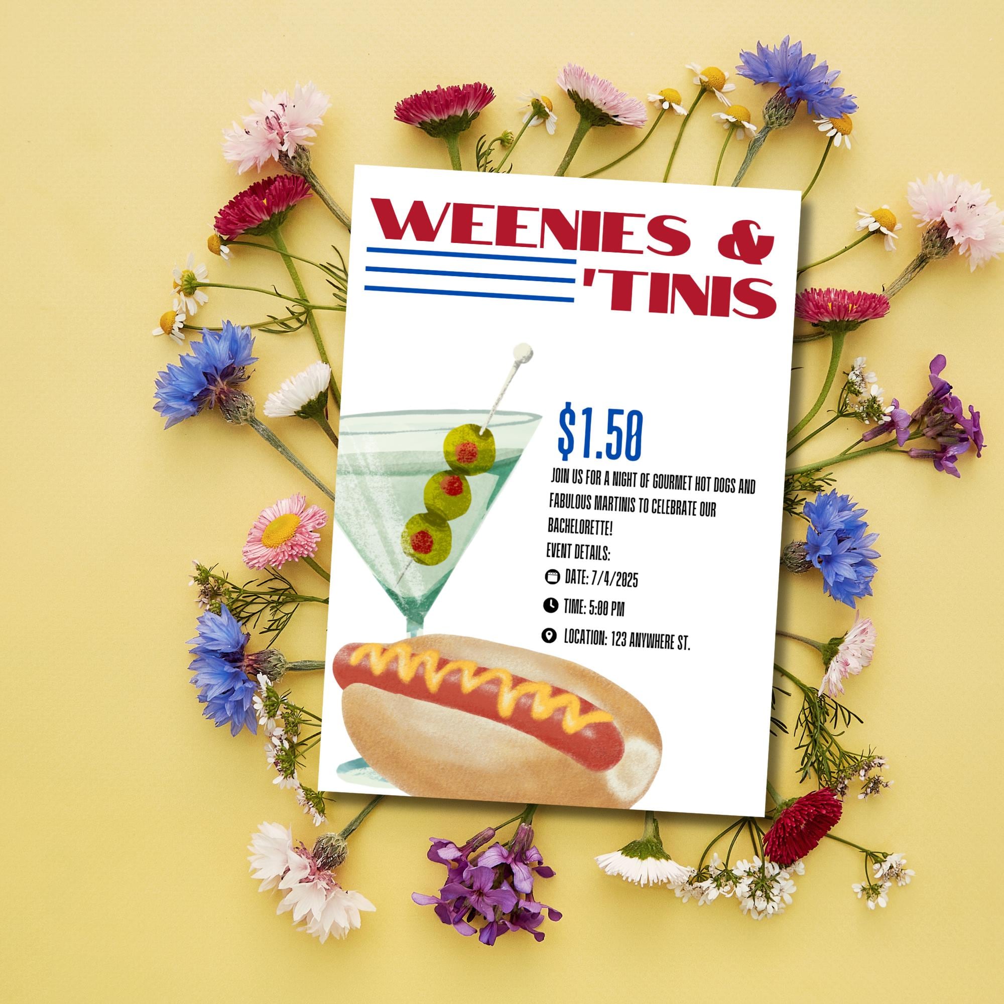 Weenies and Tinis Party Invitation Template (digital Download) - Etsy