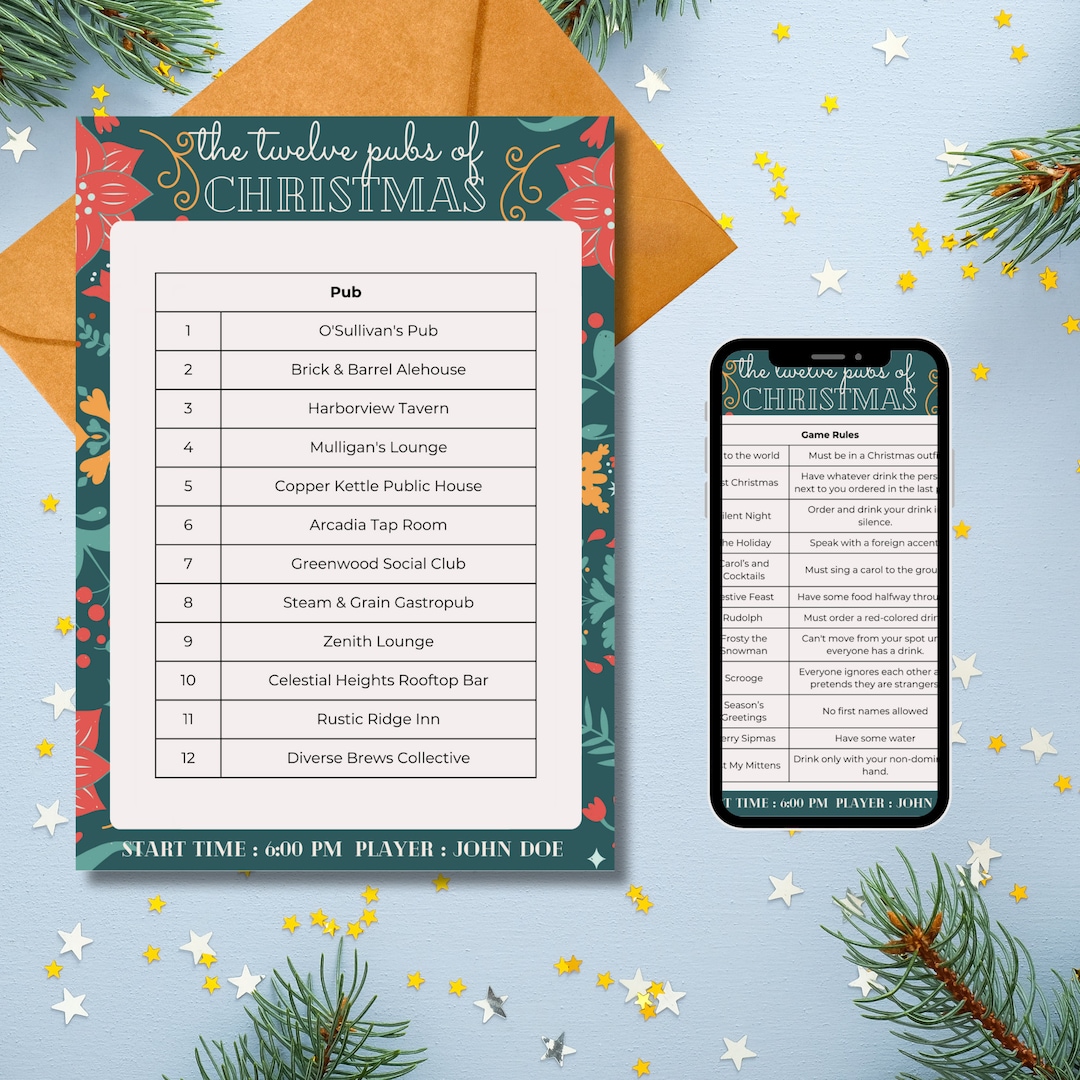 Custom 12 Pubs of Christmas Pub Crawl Invitation & Template - Etsy