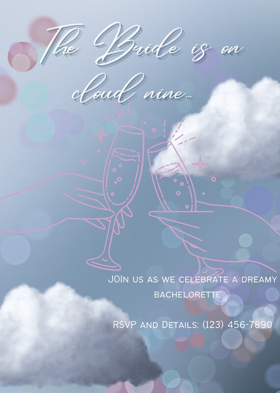 Editable the Bride is on Cloud Nine Bachelorette/bridal - Etsy
