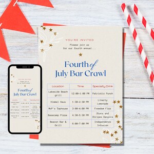 Fourth of July Bar Crawl Party Template Download - Etsy