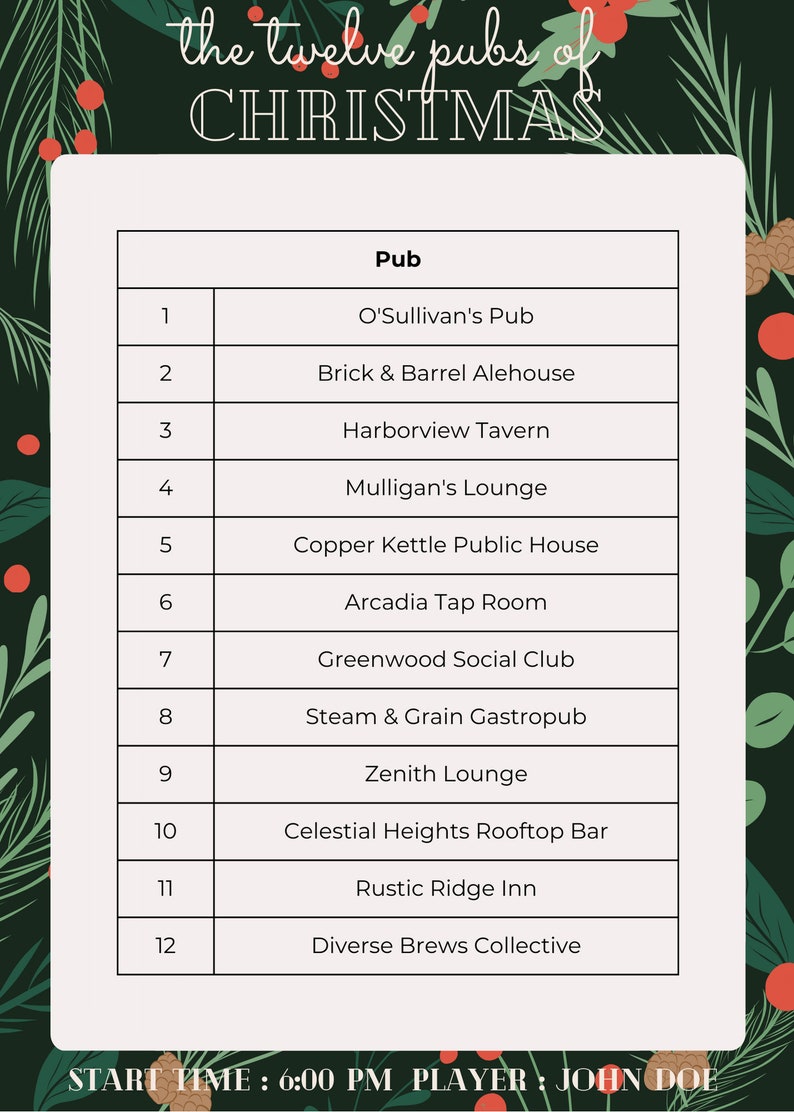 Custom 12 Pubs of Christmas Pub Crawl Invitation & Template - Etsy