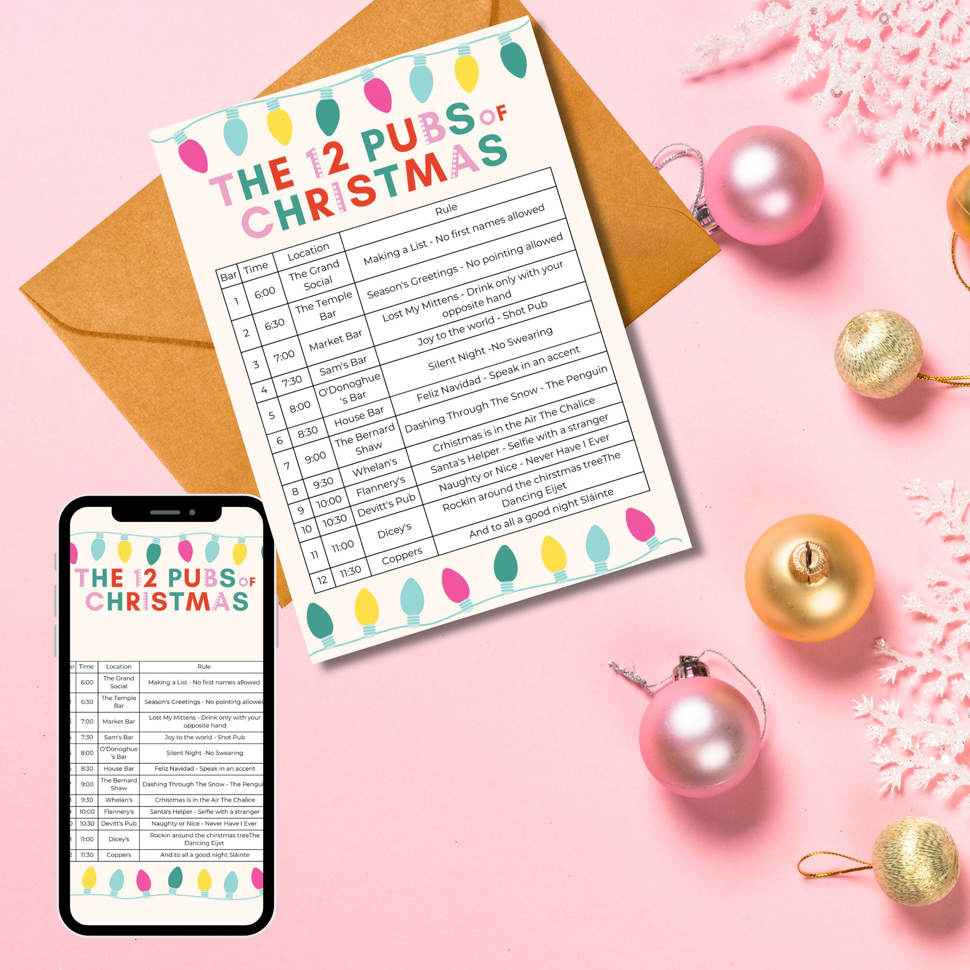 Custom 12 Pubs of Christmas Pub Crawl Invitation & Template - Etsy