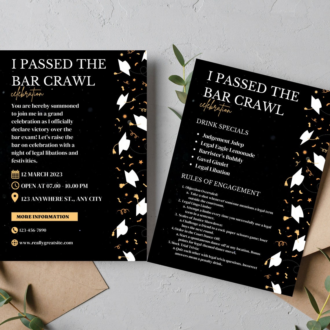 I Passed the Bar Crawl Digital Invitation - Law School Graduation Canva ...