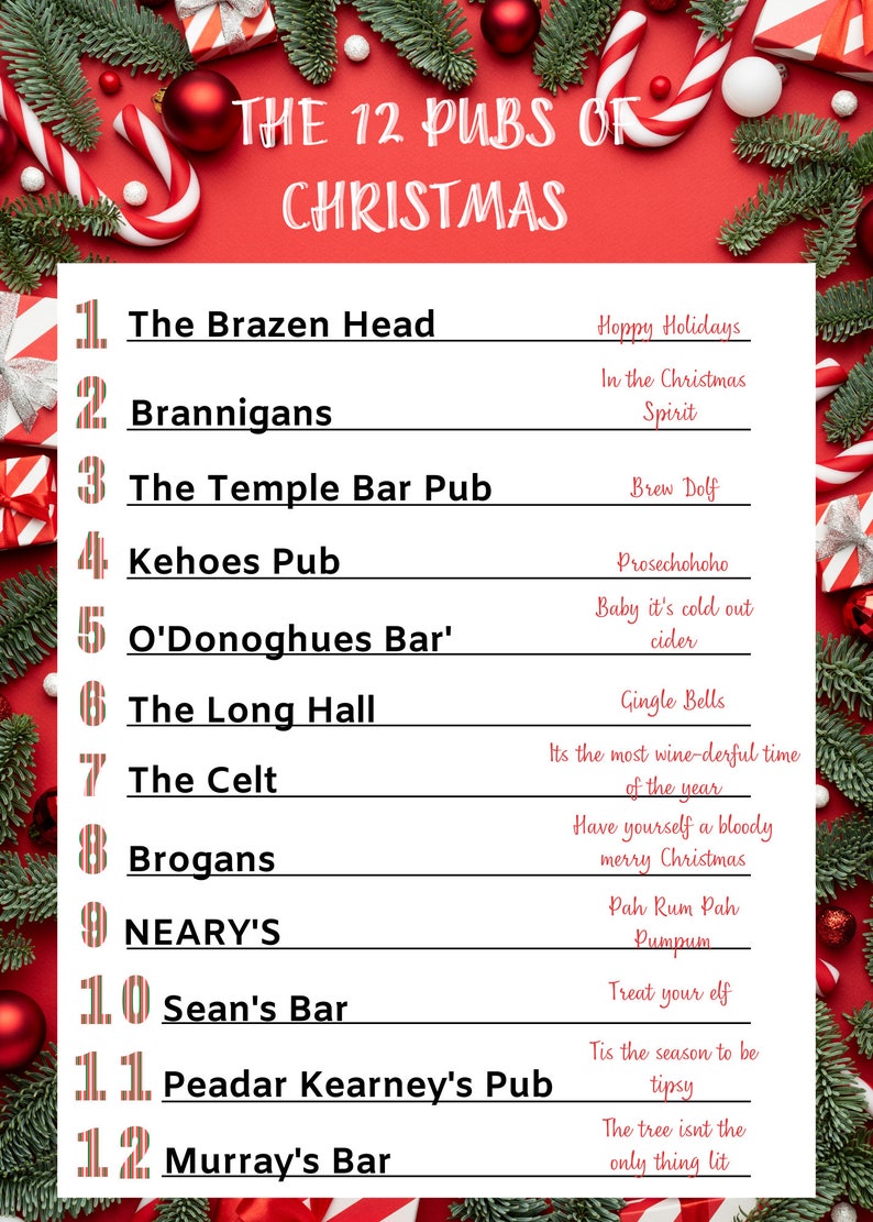 12 Pubs of Christmas Bar Crawl Badge (editable Template) - Etsy