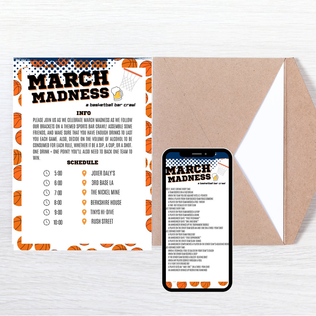 March Madness Bar Crawl Template: Basketball Party (printable) - Etsy