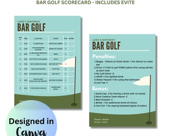 Pub Golf Crawl Scorecard Editable Canva Template Printable Bar Golf ...