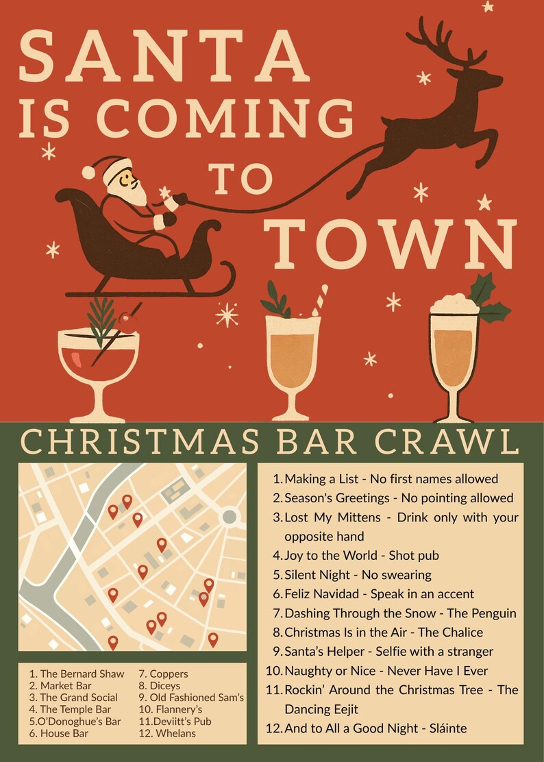 12 Pubs of Christmas Bar Crawl Badge (editable Template) - Etsy