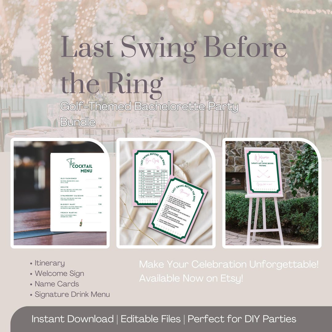 Bar Golf Bachelorette Party Invitation Set: Scorecard, Itinerary (canva ...