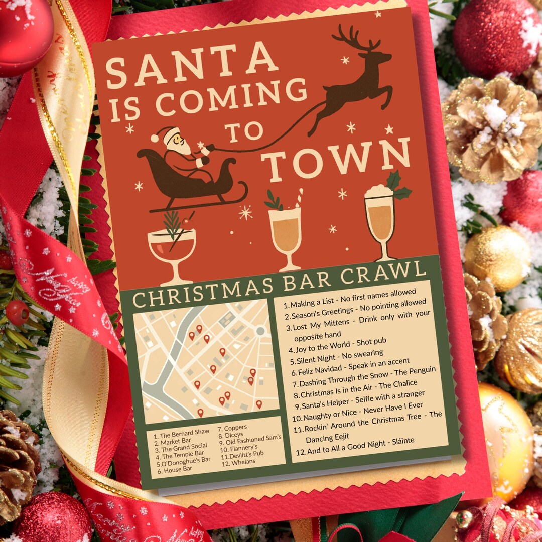 12 Pubs of Christmas Bar Crawl Badge (editable Template) - Etsy