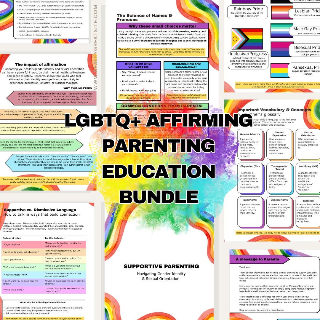 LGBTQ+ Affirming and Supportive Parenting Handout Bundle - Etsy