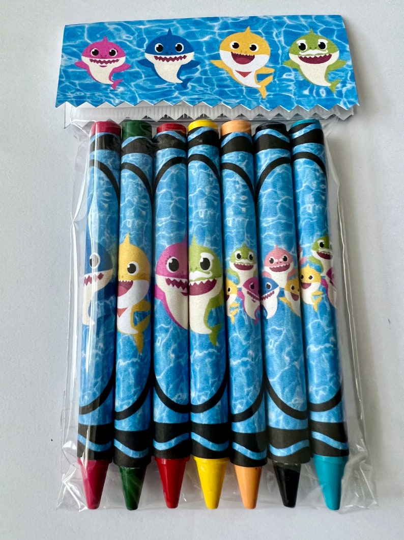 Baby Shark Crayons, Party Favor, Baby Shark Birthday, Birthday Favor ...