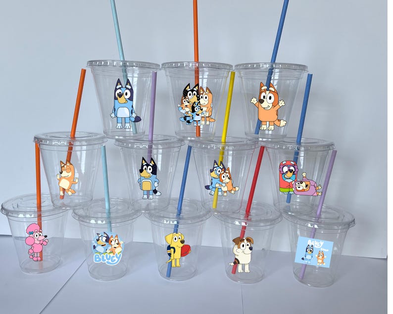 Bluey Birthday Disposable Cups, Bluey Party Cups, Blue Theme Party ...