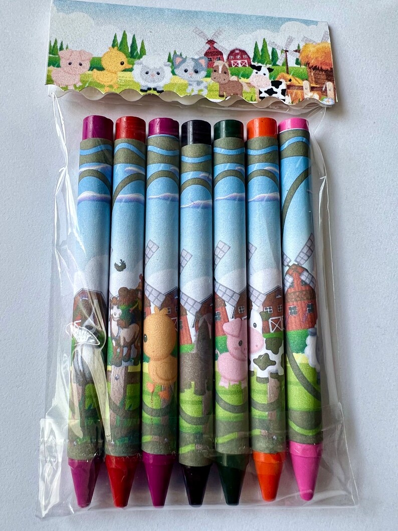 Farm Animal Crayons, Party Favor, Birthday Favors. - Etsy