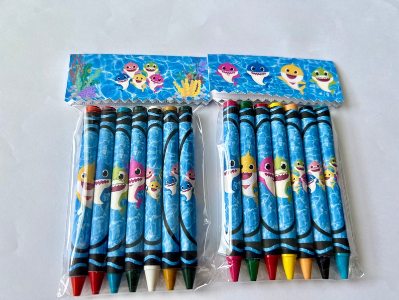 Baby Shark Crayons, Party Favor, Baby Shark Birthday, Birthday Favor ...