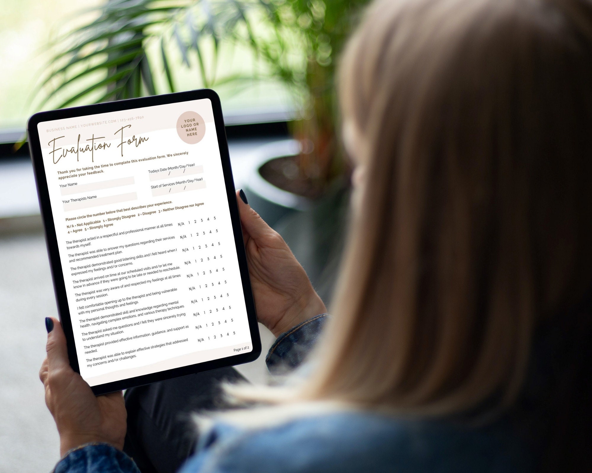 Therapist Evaluation Form Counselor Editable Canva Template Printable ...