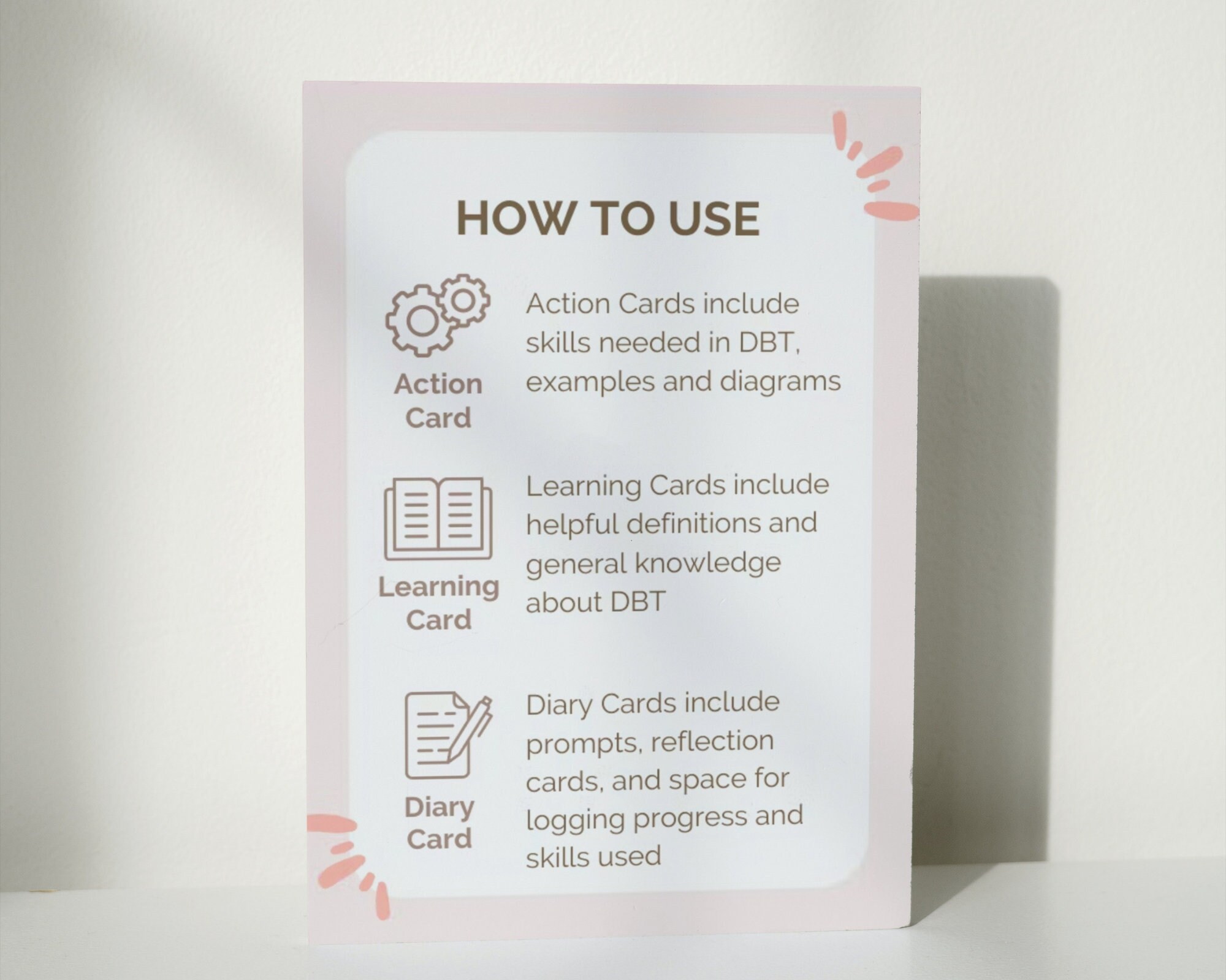 DBT Coping Skills Cards Flashcards Printable Minimalist Orange 64 Cards ...