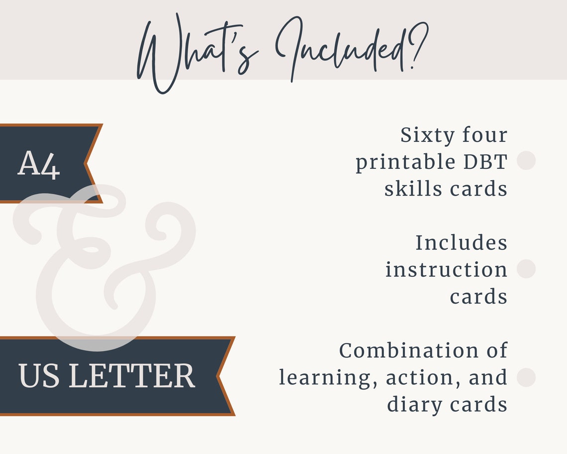 DBT Coping Skills Cards Flashcards Printable Minimalist Beige 64 Cards ...