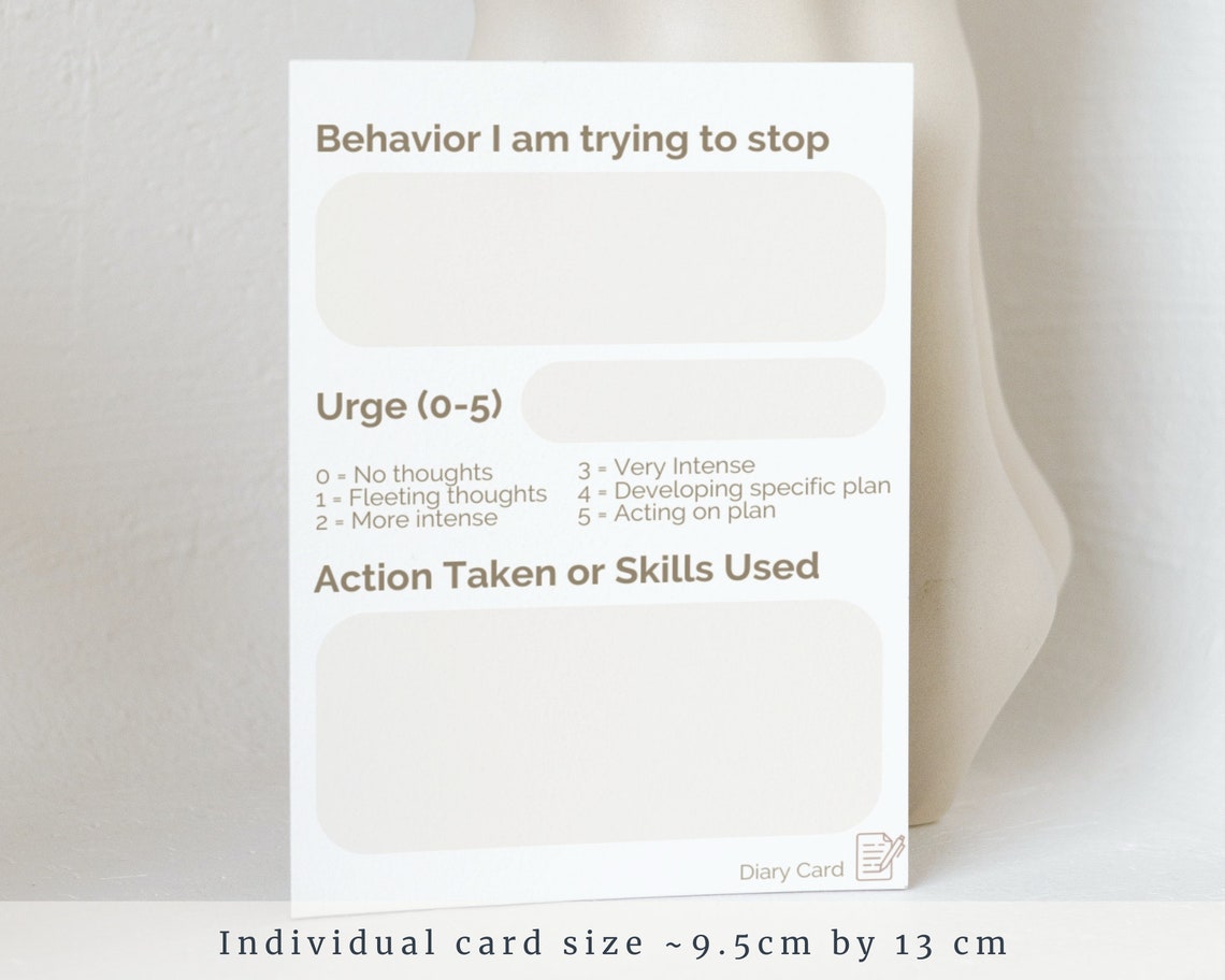 DBT Coping Skills Cards Flashcards Printable Minimalist Beige 64 Cards ...