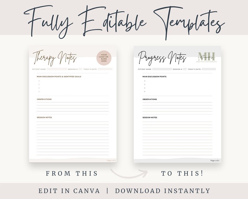 Therapist Evaluation Form Counselor Editable Canva Template Printable ...