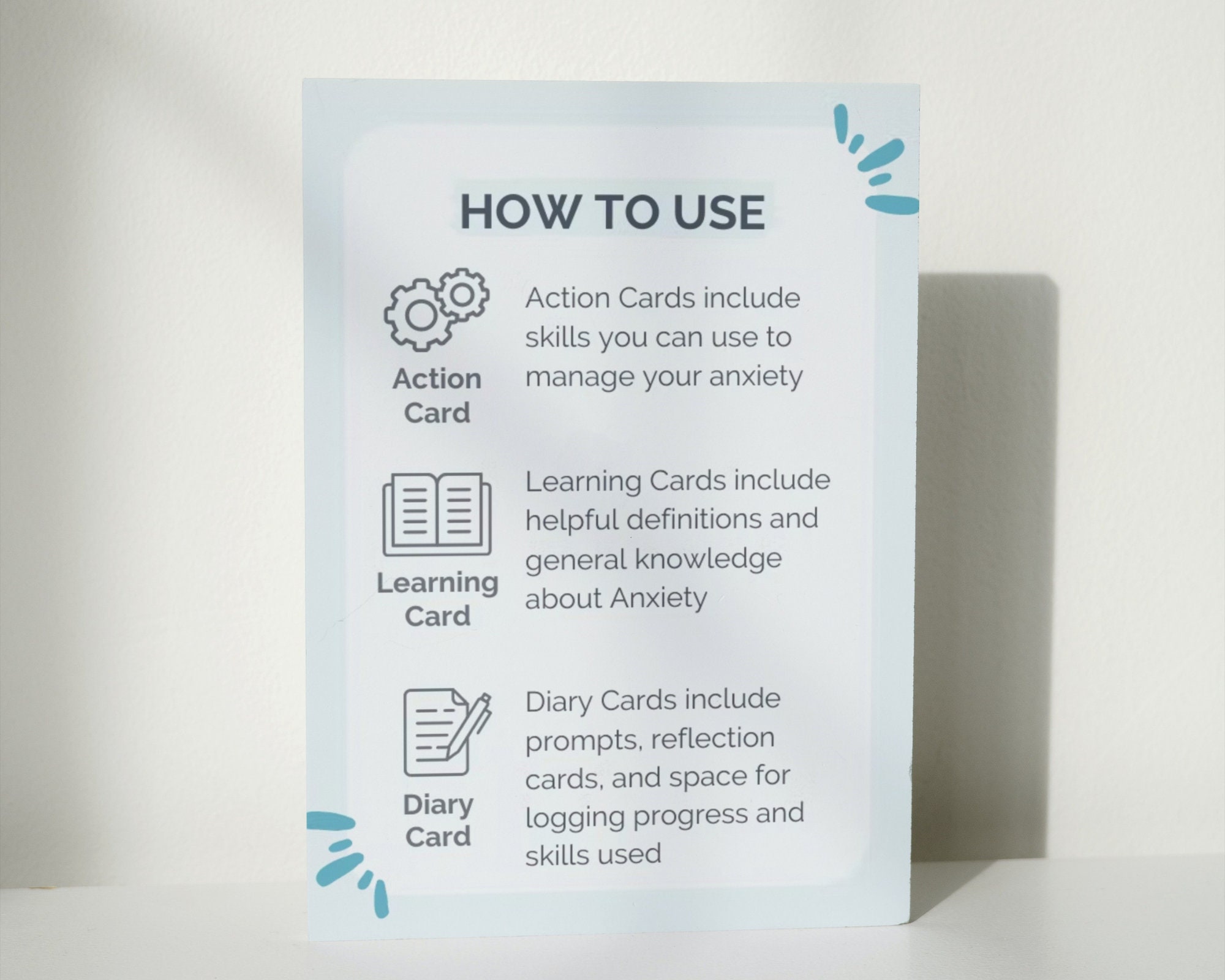 Anxiety Coping Skills Cards Flashcards Printable Minimalist Blue 64 ...