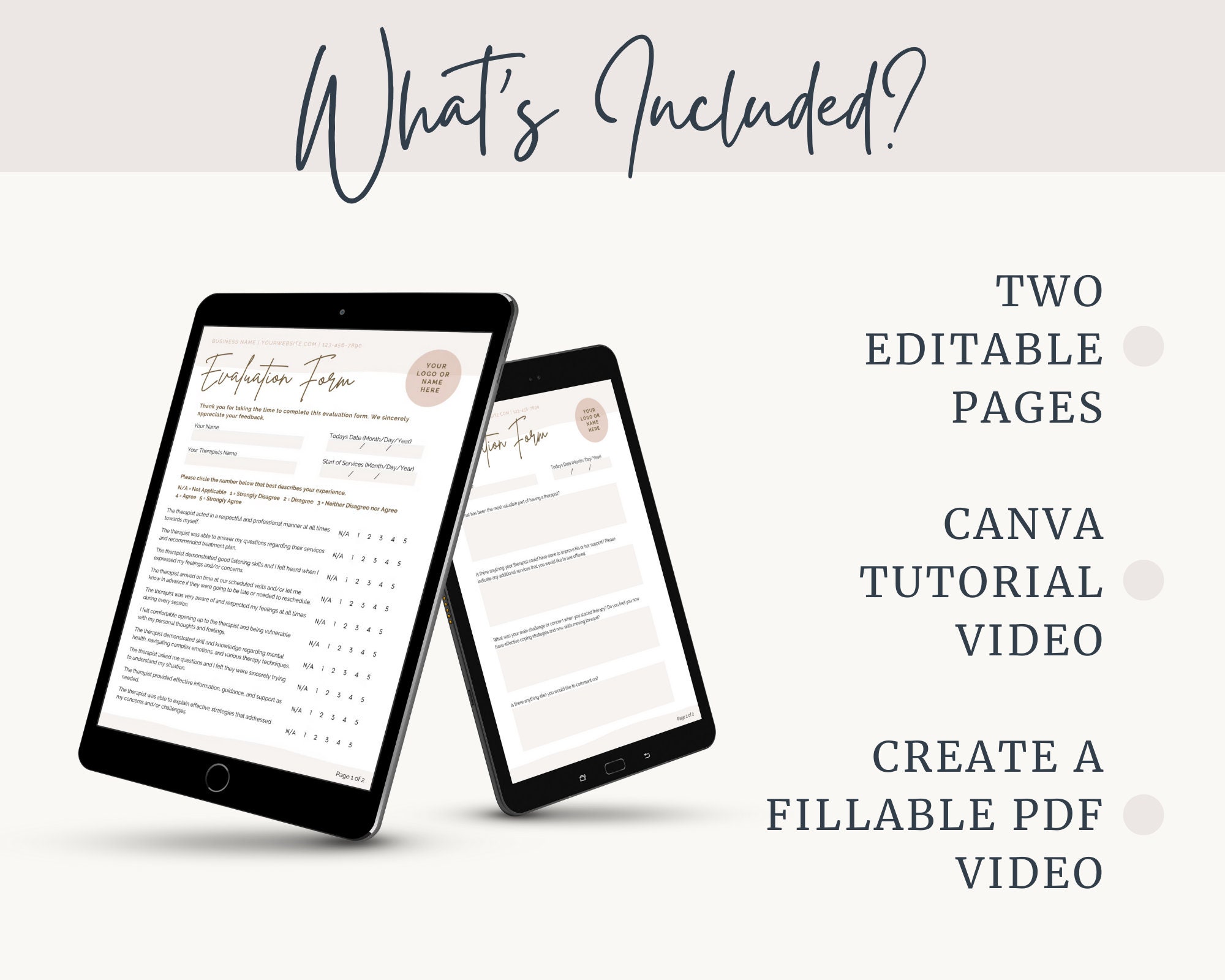 Therapist Evaluation Form Counselor Editable Canva Template Printable ...