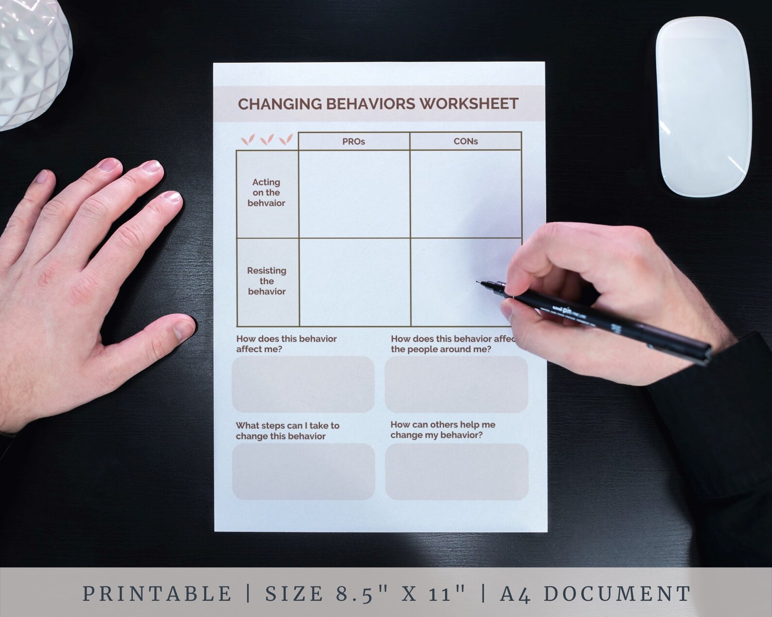 DBT Coping Skills Worksheets Printable Minimalist Orange - Etsy