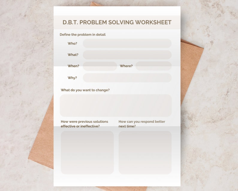 DBT Coping Skills Worksheets Printable Minimalist Neutral Colors 20 A4 ...