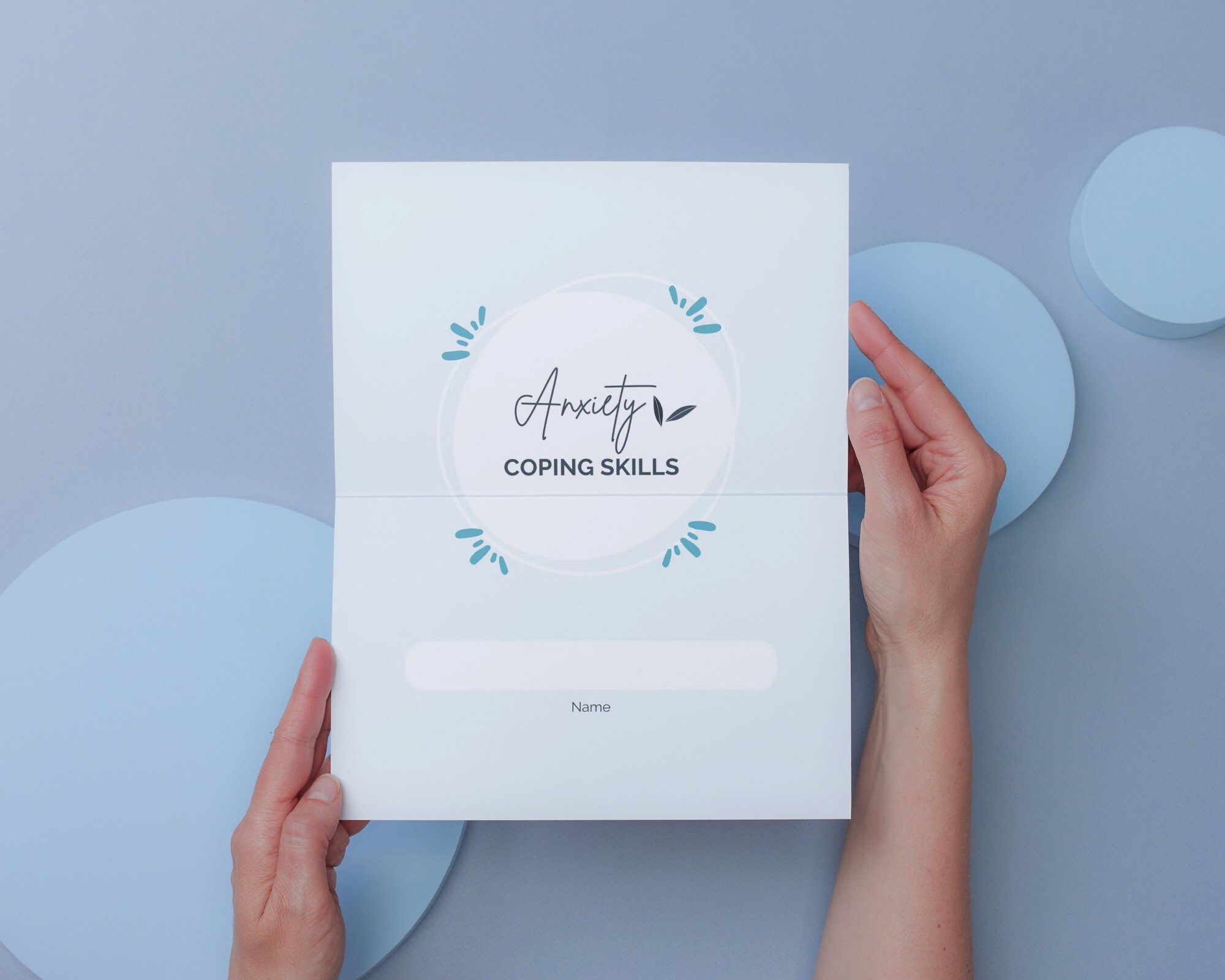 Anxiety Coping Skills Worksheets Printable Minimalist Blue 20 A4 & US ...