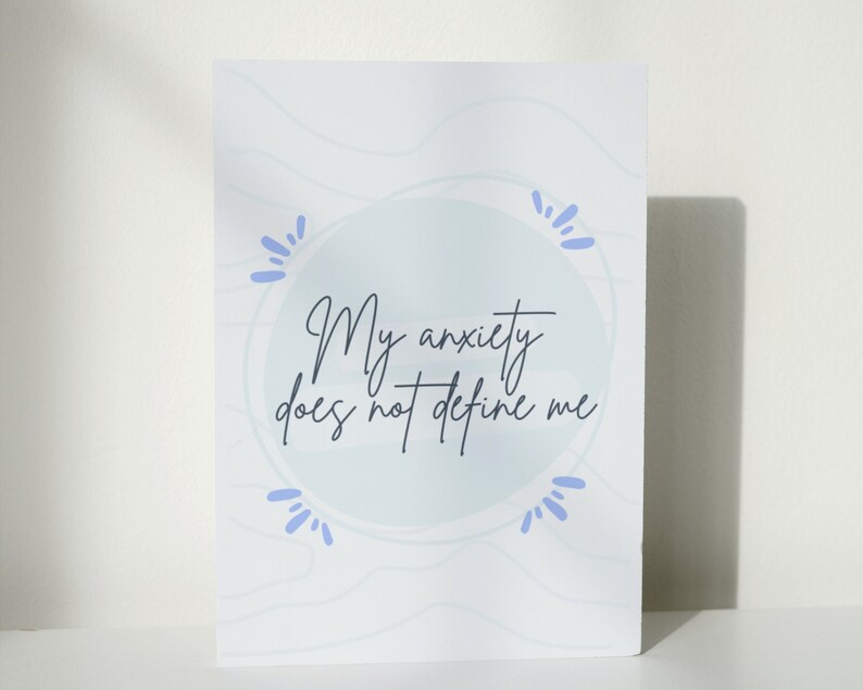 Anxiety Coping Skills Cards Flashcards Printable Minimalist Blue 64 Cards A4 & US Letter ...