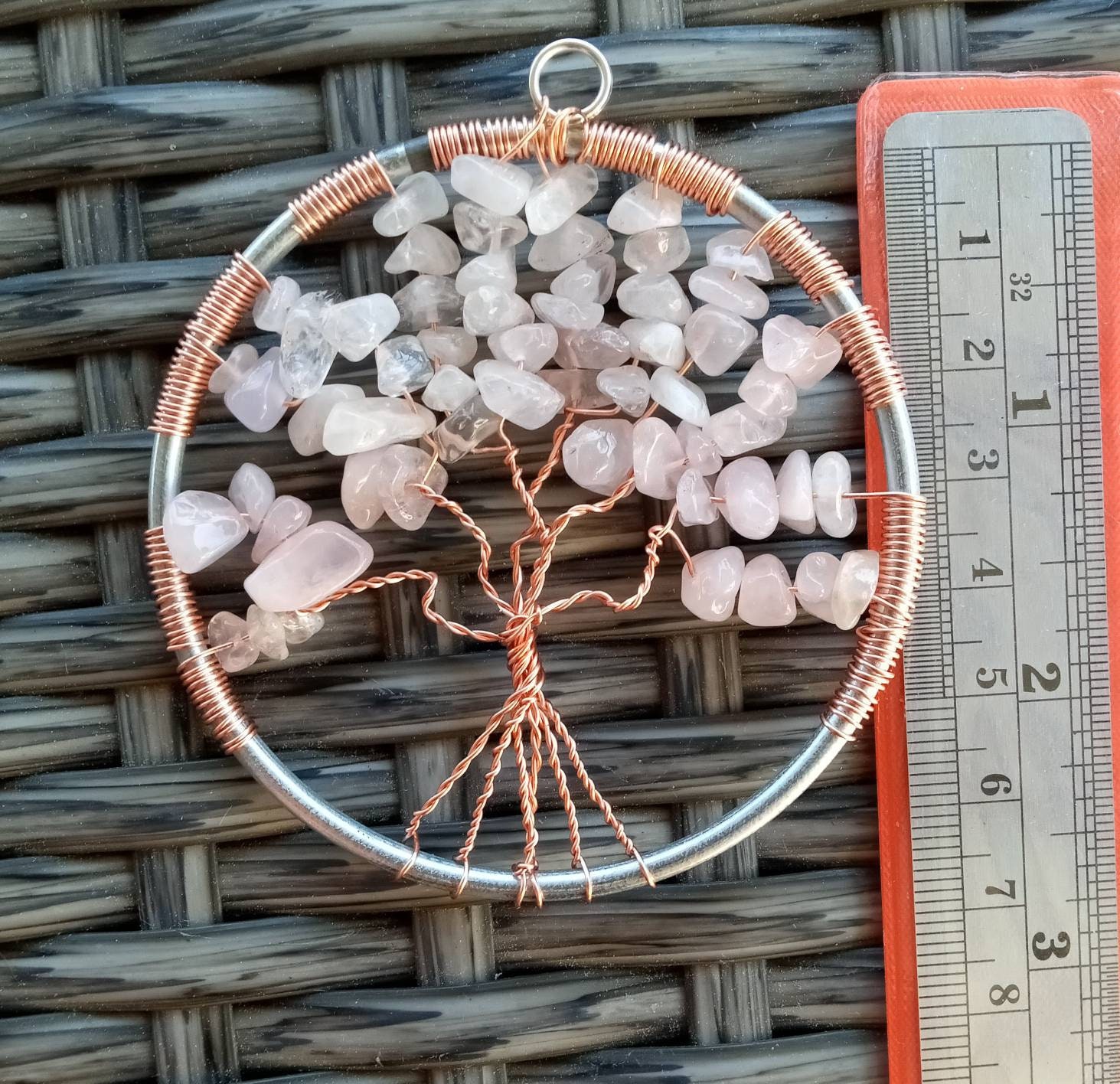 The Double Rose Tree of Life Pendant With Rose Quartz and Rose Gold or ...