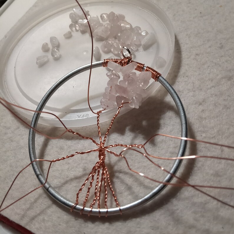 The Double Rose Tree of Life Pendant With Rose Quartz and Rose Gold or ...