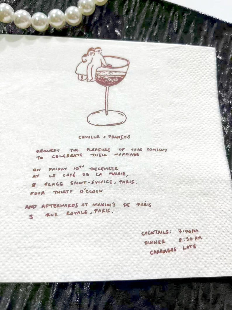 Custom Handwritten Love Note Napkins, Wedding Cocktail Napkins ...