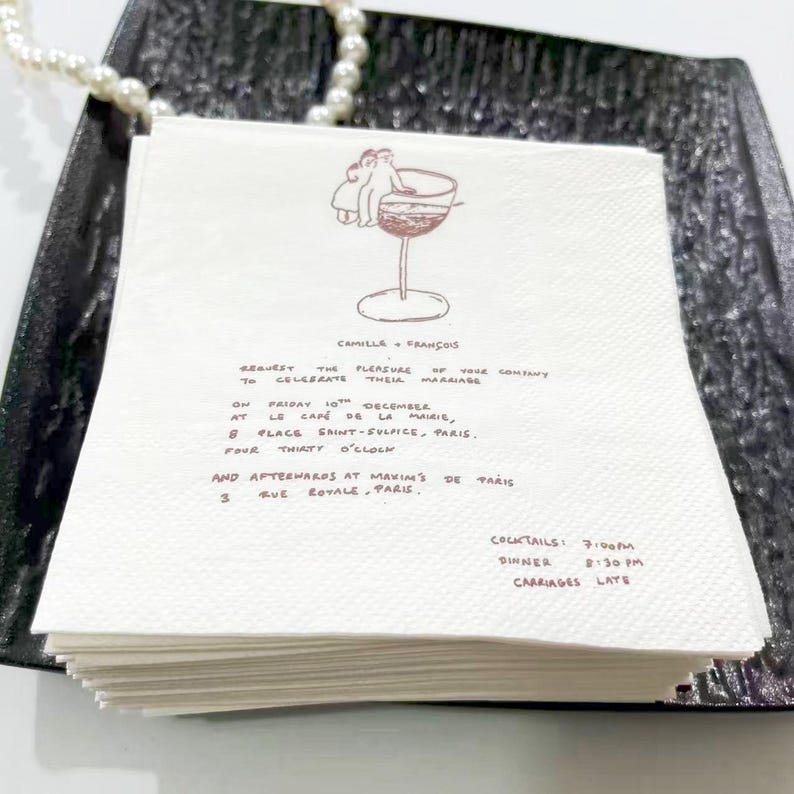 Custom Handwritten Love Note Napkins, Wedding / Engagement/ Anniversary ...