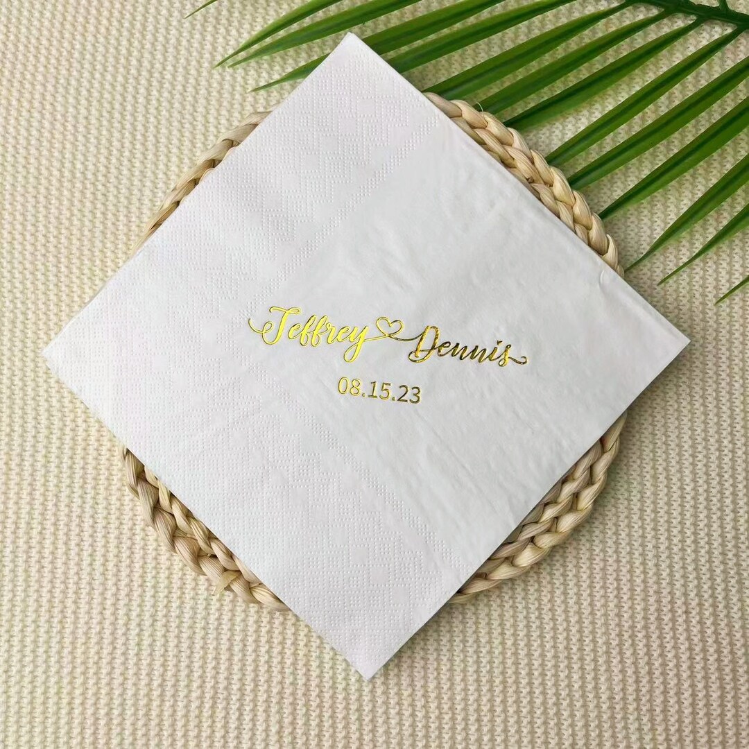 Personalized Heart Connected Monogram Wedding Napkins, Custom Napkins ...