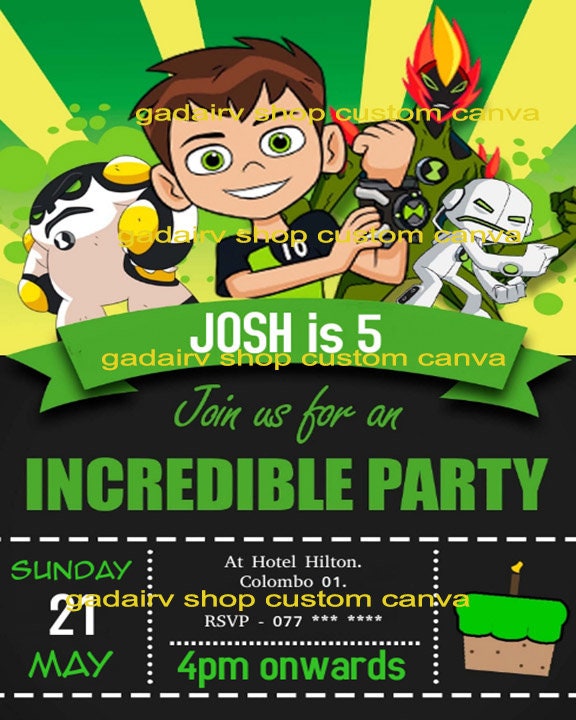 Canva Template Editebale Ben-10-birthday-party-invitation - Etsy