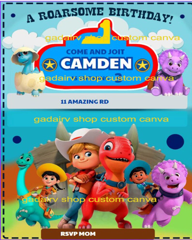 Canva Template Editebale Dino-ranch-birthday-invitation - Etsy