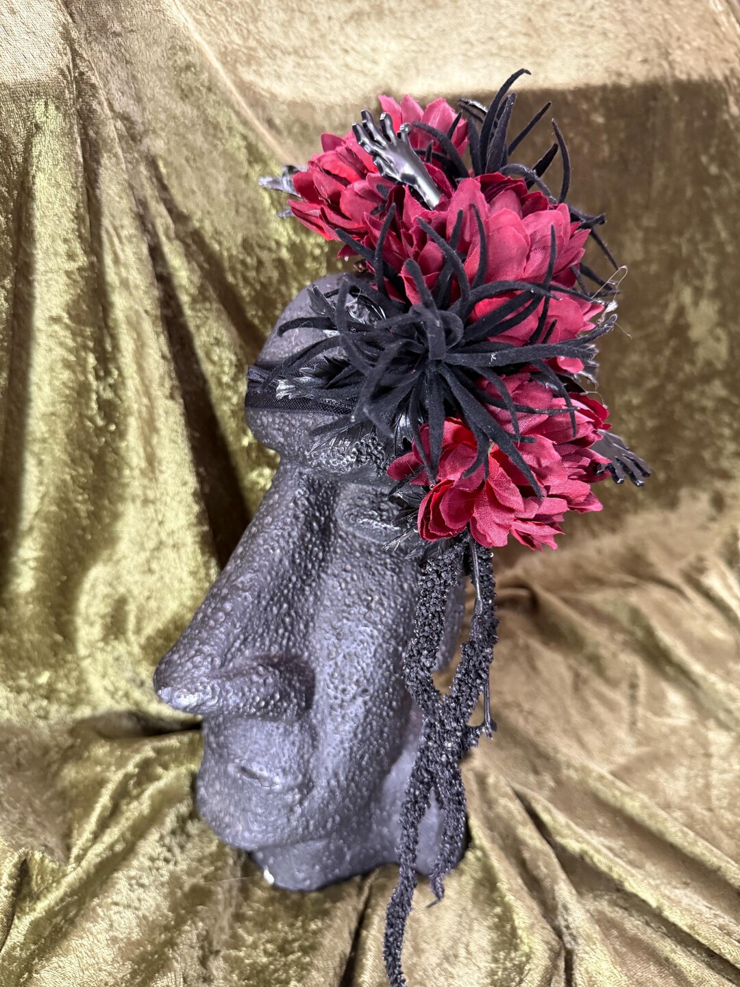 Red Dahlias With Zombie Hands: Halloween Cascade Hair Flower - Etsy