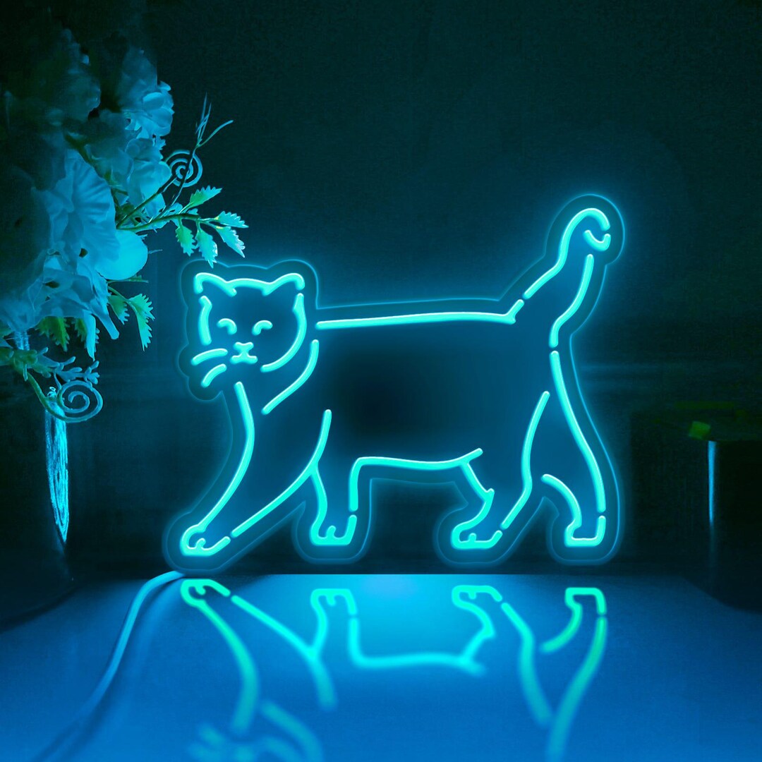 Walking Cat Led Light Box, Wall Art Decor, Light Sign, Desktop ...