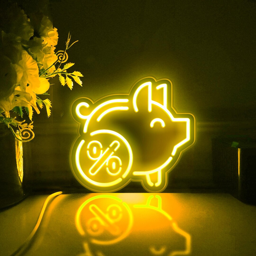 Piggy Bank Led Light Box, Piggy Bank Wall Art Decor, Personalized Light ...