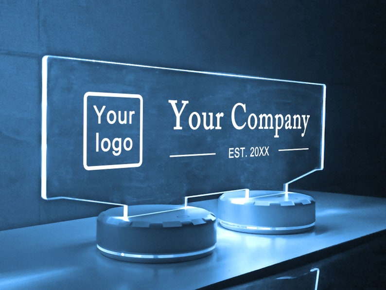 Custom LED Logo Sign, Dual Base Acrylic Lamp, Led Acrylic Sign, Acrylic ...