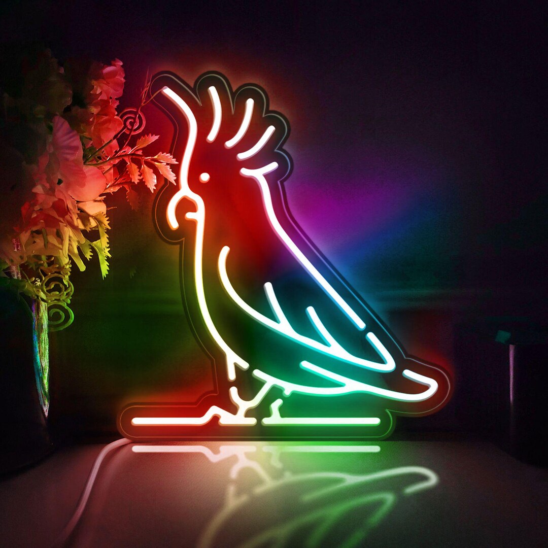 Cockatoo Led Light Box, Parrot Wall Art Decor, Personalized Light Sign ...