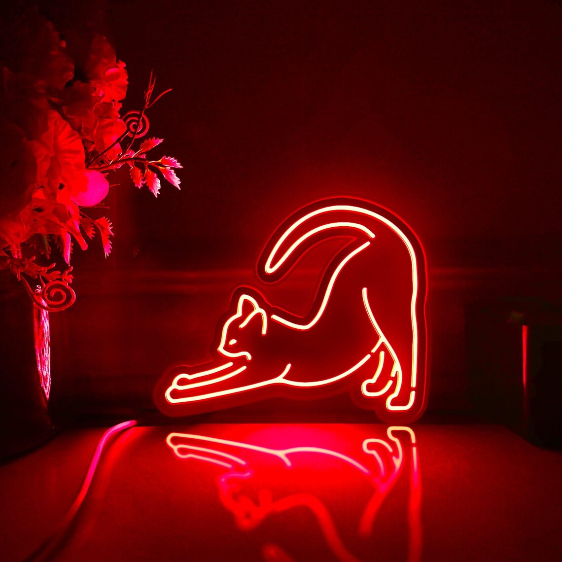 Stretching Cat Led Light Box, Cat Wall Art Decor, Light Sign, Desktop ...