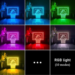 Basketball Led Light Box, Basketball and Basketball Hoop Wall Art Decor ...