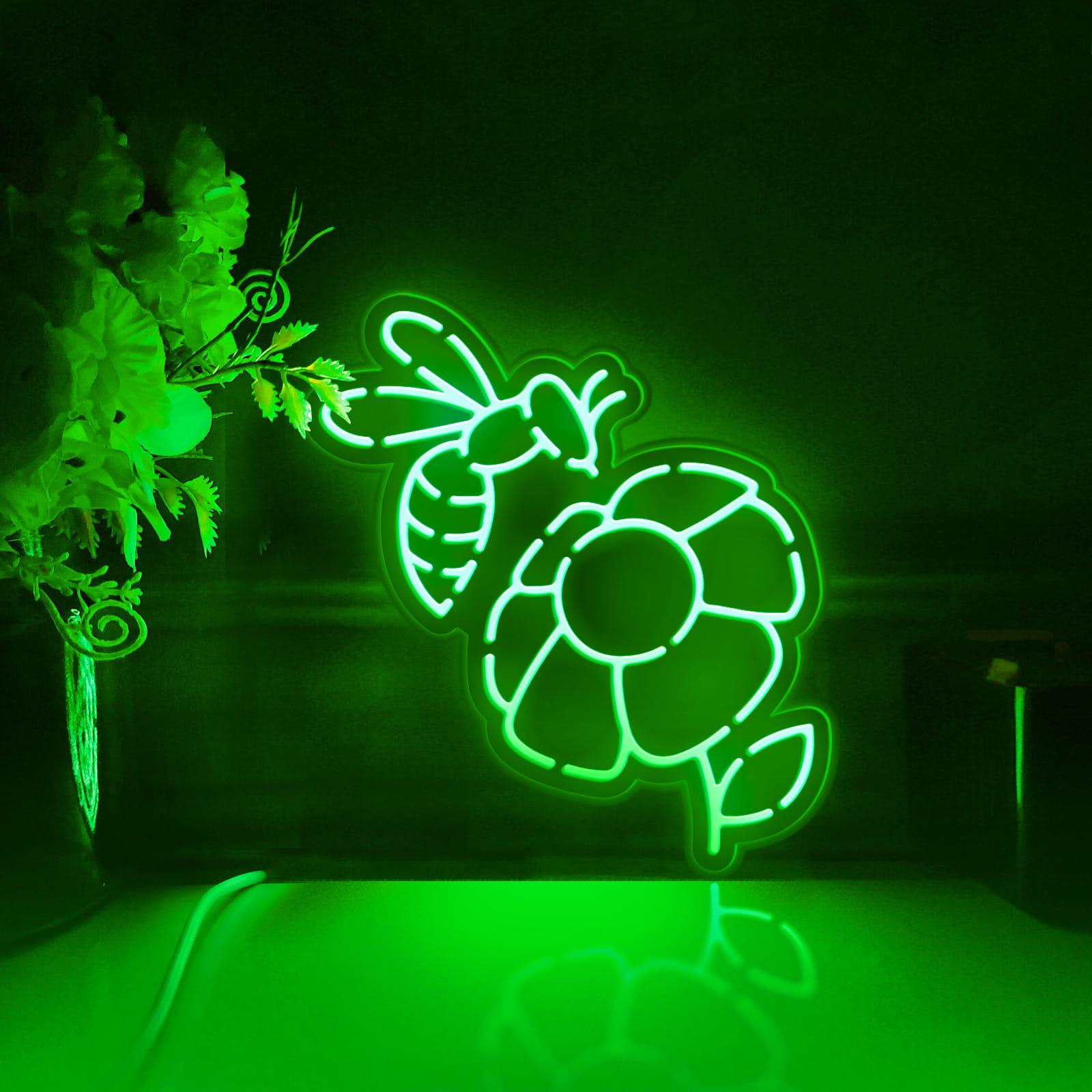 Bee Led Light Box, Bee Collecting Honey Wall Art Decor, Light Sign ...