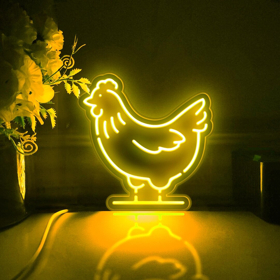 Hen Led Light Box, Farm Animal Wall Art Decor, Light Sign, Desktop ...